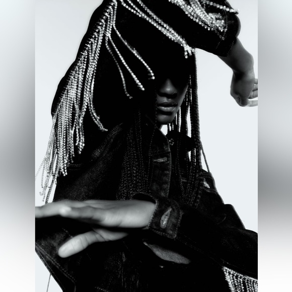 Zara | Jackets & Coats | Zara Jewel Trim Fringed Denim Jacket | Poshmark